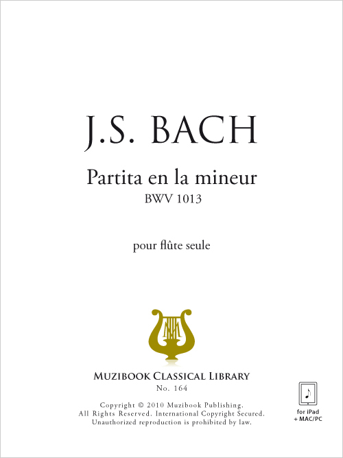 Partita en la mineur BWV 1013 - Flûte - Johann Sebastian Bach (EAN13 ...