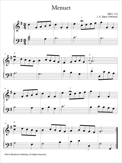 Menuet en sol majeur BWV 114 - Piano - Johann Sebastian Bach (EAN13 : 9786000015343) | Muzibook ...