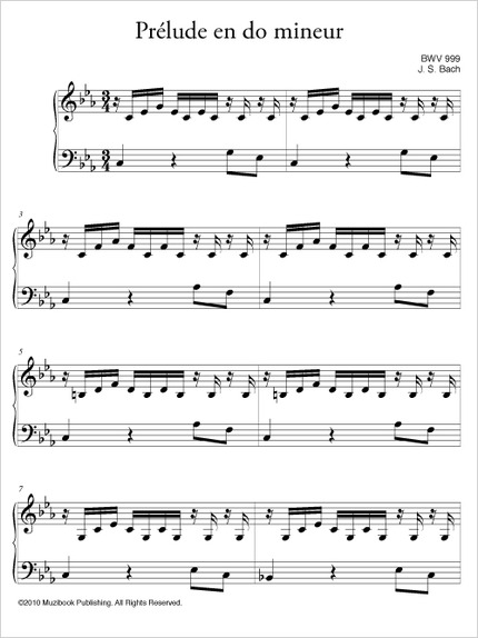 Prélude en do mineur BWV 999 - Piano - Johann Sebastian Bach (EAN13 ...