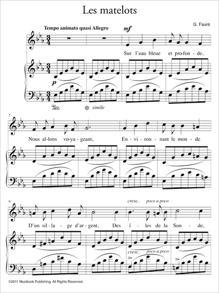 Les matelots - Piano et Chant, Voix Moyenne - Gabriel Fauré (EAN13 : 3700681100064) | Muzibook ...