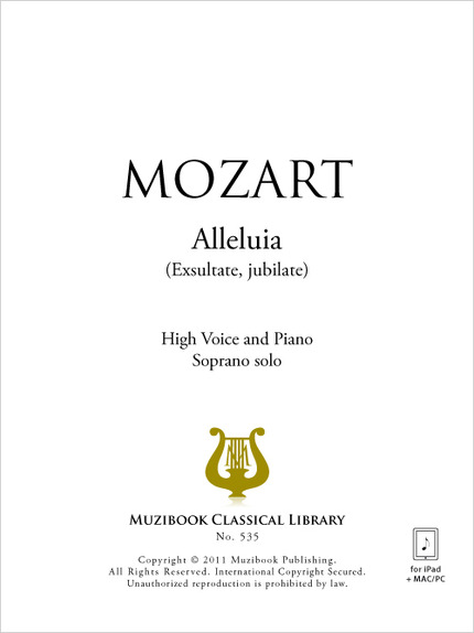 Alleluia (Exsultate, jubilate) - Piano et Chant, Voix Haute - Wolfgang ...