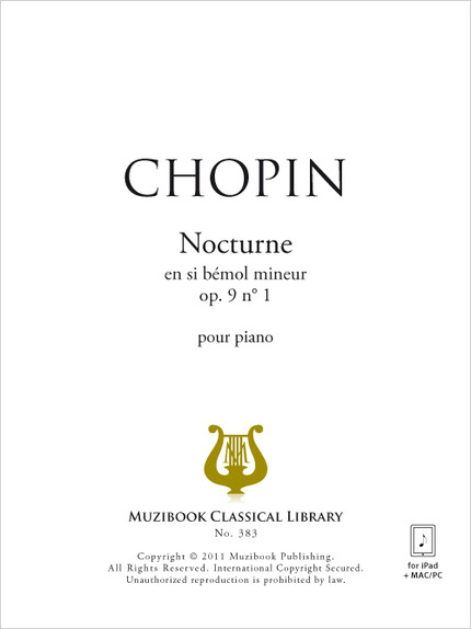 Nocturne en si bémol mineur op. 9 n° 1 - Piano - Frédéric Chopin (EAN13 : 3700681103348 ...