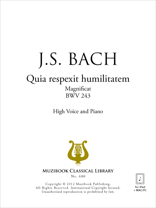 Quia respexit humilitatem - Piano et Chant, Voix Haute - Johann Sebastian Bach (EAN13 ...