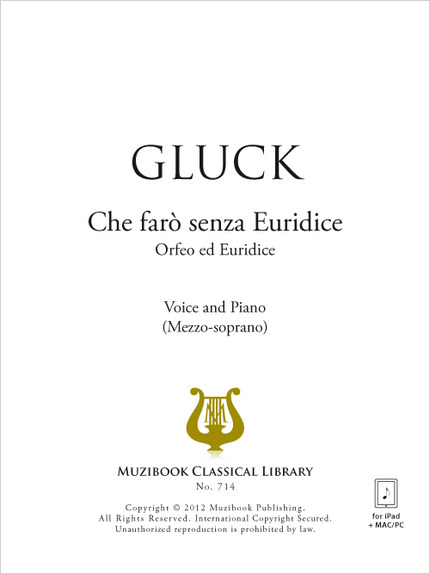 Che farò senza Euridice - Piano et Chant, Voix Moyenne - Christoph Willibald Gluck (EAN13 ...