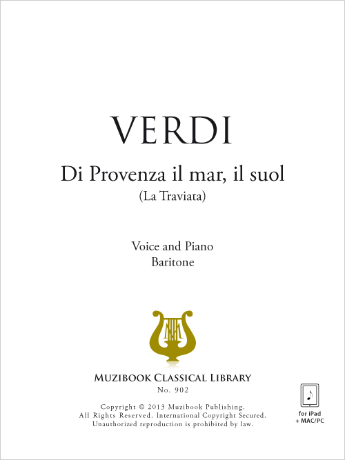 Di Provenza il mar, il suol - Piano et Chant, Voix Moyenne - Giuseppe Verdi (EAN13 ...