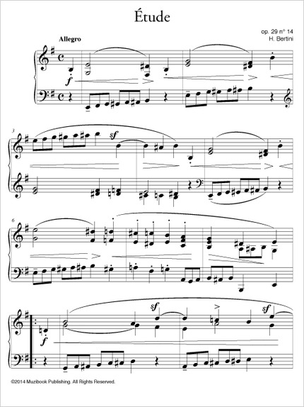 Étude op. 29 n° 14 - Piano - Henri Bertini (EAN13 : 3700681108107 ...