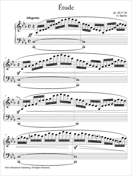 Étude op. 32 n° 34 - Piano - Henri Bertini (EAN13 : 3700681108398 ...