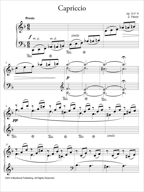 Capriccio op. 2 n° 4 - Piano - Zdeněk Fibich (EAN13 : 3700681108633 ...