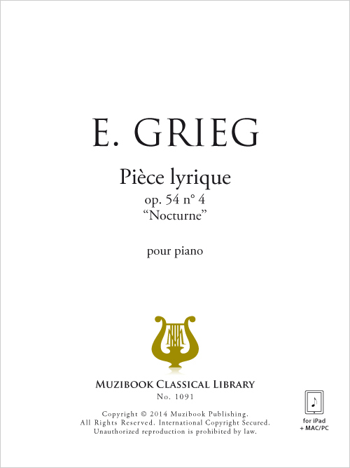 Pièce lyrique op. 54 n° 4 ''Nocturne'' - Piano - Edvard Grieg (EAN13 ...